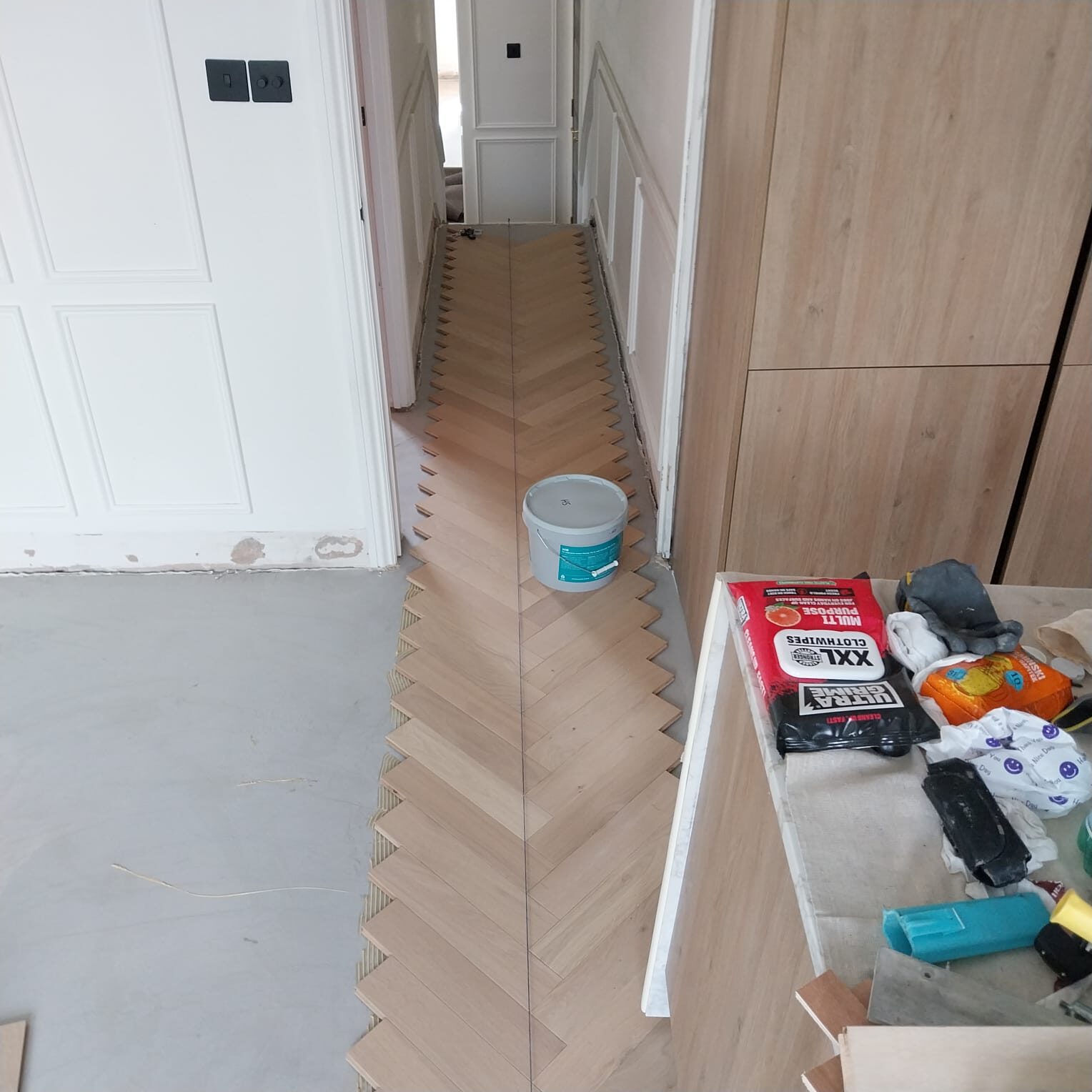 Herringbone Hallways: Keep Lines Straight Past Doorways | Mr Sander®