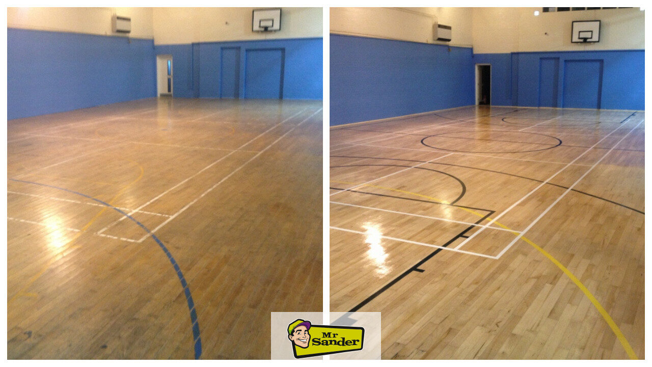 Sports Hall Lines: Restoring Markings After Sanding | Mr Sander®